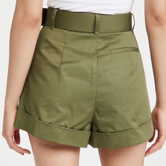 Self-Portrait | Shorts | Selfportrait Green Belted Shorts Cuffed Twill ...